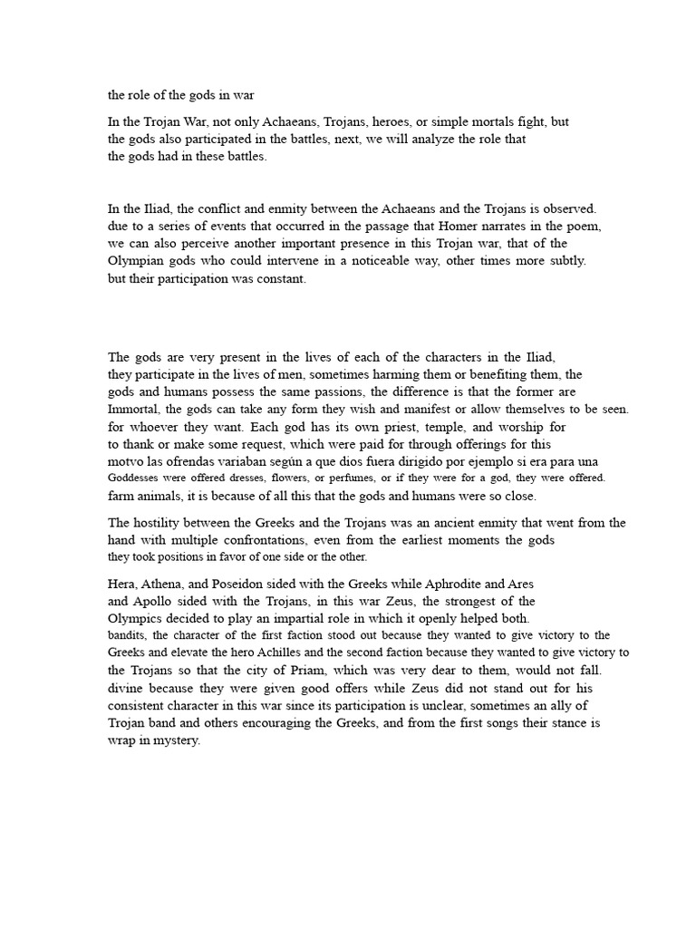 The Role of The Gods in War | PDF | Twelve Olympians | Iliad