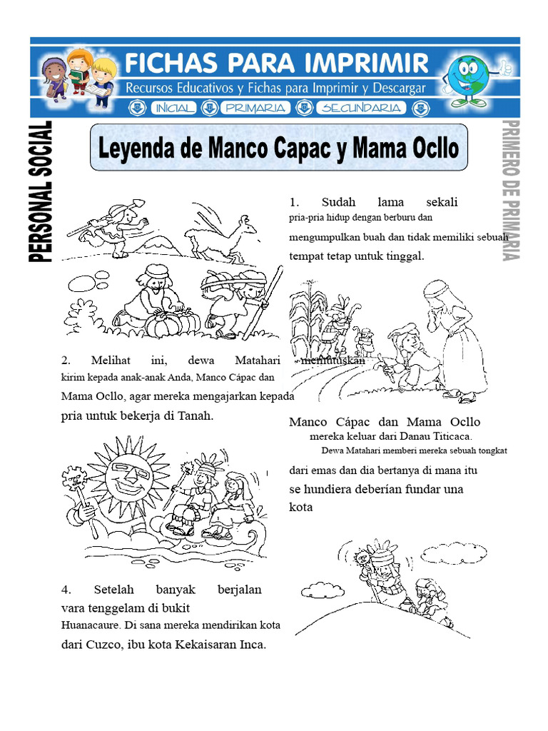 Lembar Legenda Manco Capac Dan Mama Ocllo Untuk Kelas Satu SD | PDF