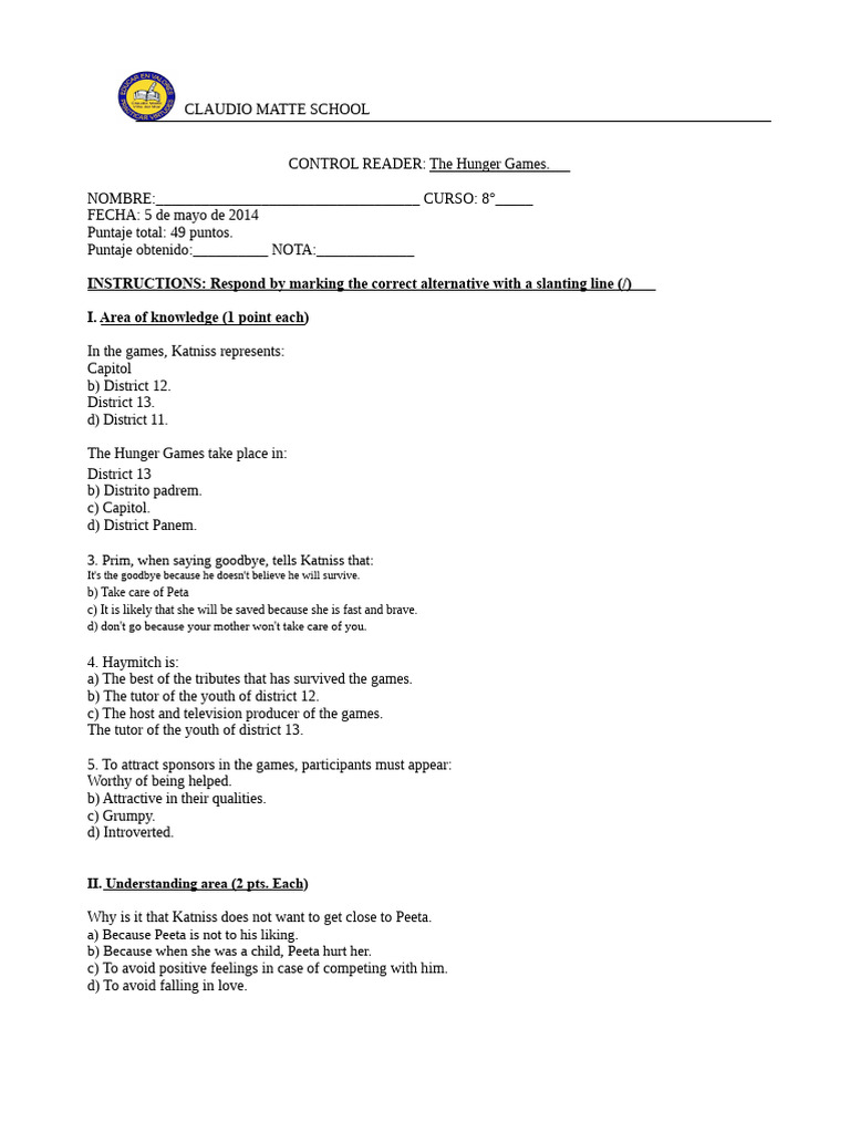 Test The Hunger Games | PDF | The Hunger Games
