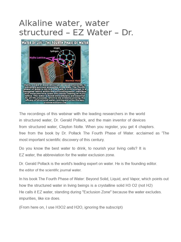 Alkaline Water, Structured Water - EZ Water | PDF | Water | Dipole
