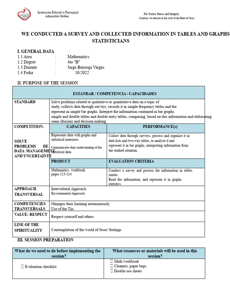 4th Session: We Apply A Survey and Collect Data in Statistical Tables ...
