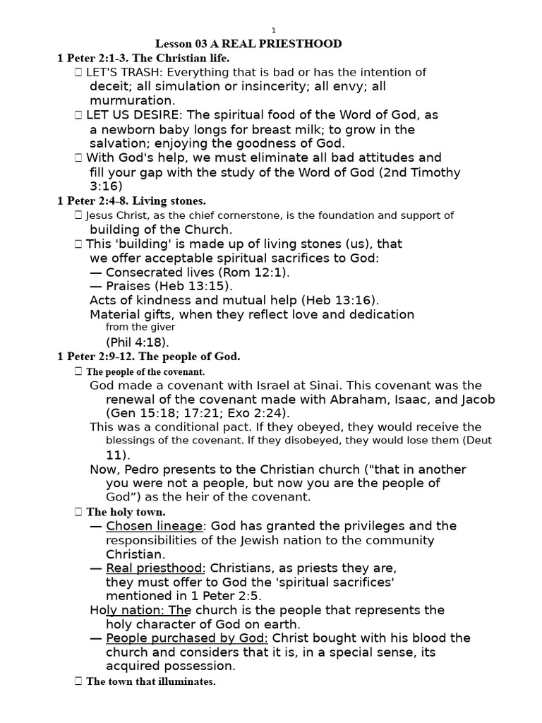 Lesson 03 Real Priesthood | PDF | Covenant (Biblical) | Jesus