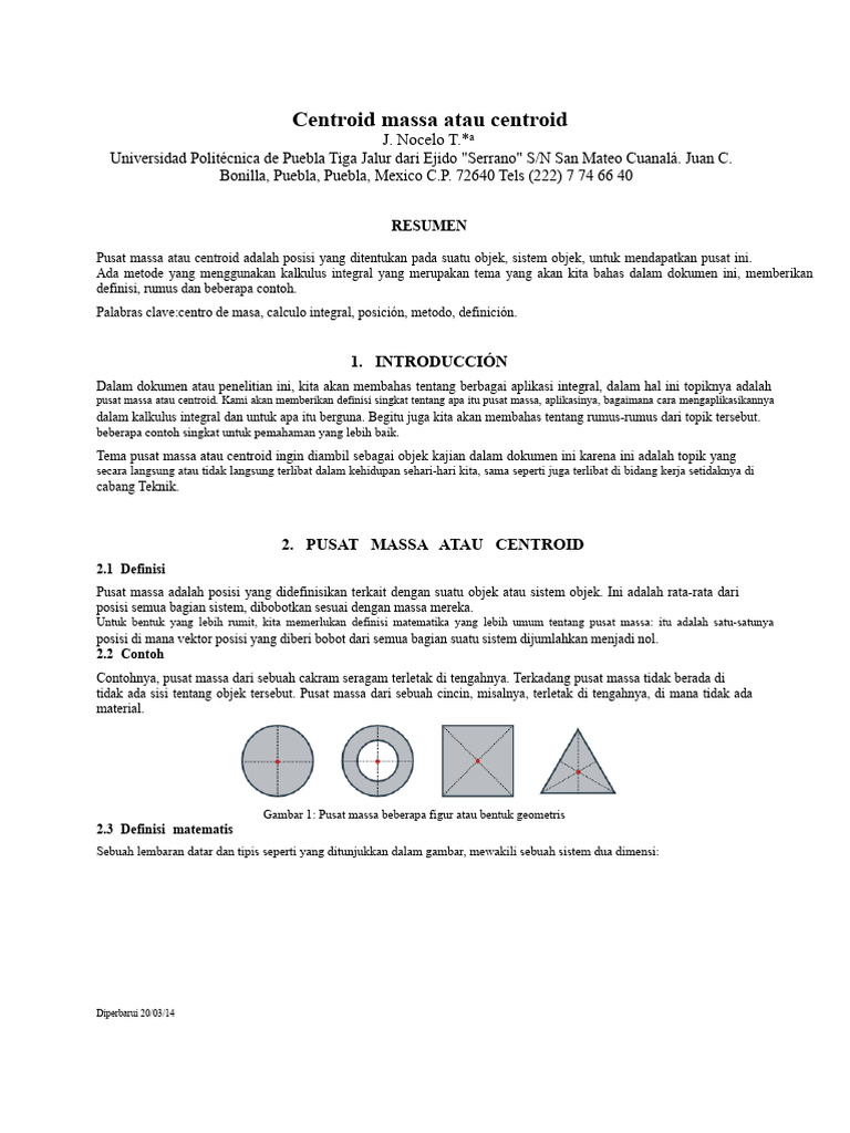 Penerapan Integral - Pusat Massa Atau Centroid | PDF