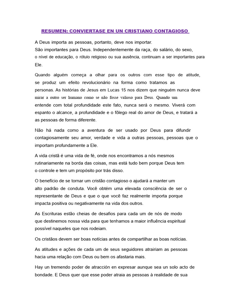 Como Ser um Cristão Contagioso | PDF | Deus | Amor
