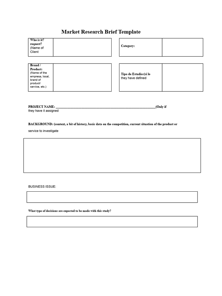Market Research Brief Template Guide | PDF