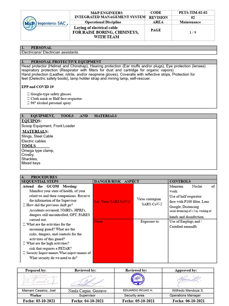 Electrical Cable Laying Safety Guidelines | PDF | Personal Protective ...