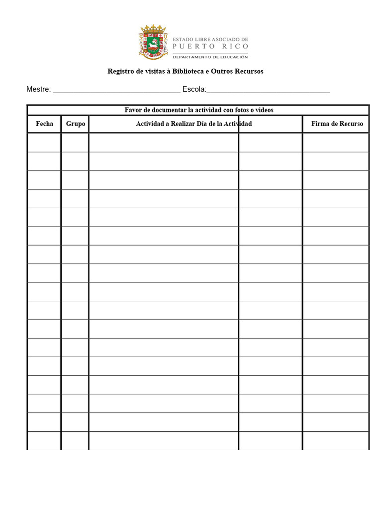 Registro de Visitas a la Biblioteca | PDF