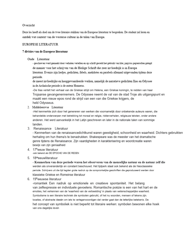 Europese Literatuur | PDF
