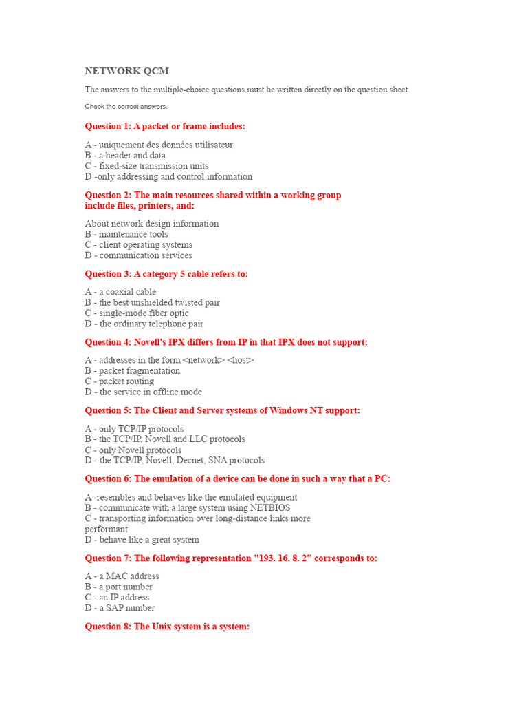 MCQ Network | PDF | Computer Network | Internet Protocols