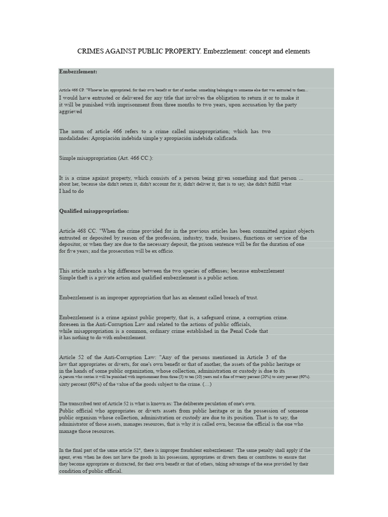 Understanding Embezzlement Laws | PDF | Crimes | Crime & Violence