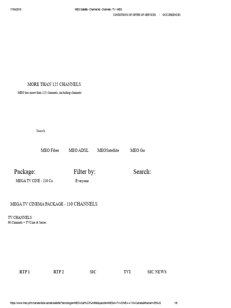 MEO Satellite - Channel List - Channels - TV - MEO | PDF | Mass Media ...