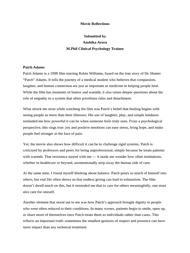 Movie Reflections | PDF | Psychological Trauma | Grief