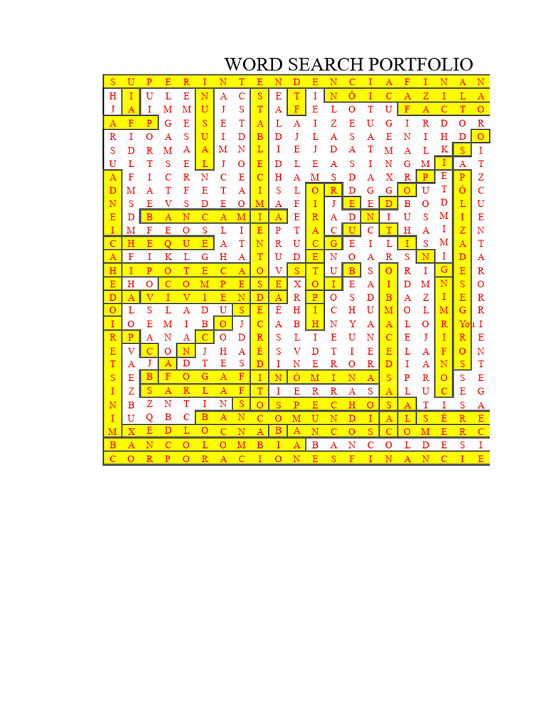 Word Search Portfolio for Finance Terms | PDF | Banks | Economies