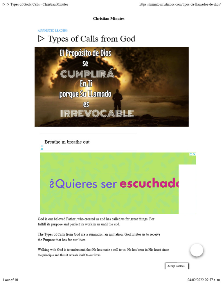 Types of God's Calls - Christian Minutes | PDF | God | Jesus