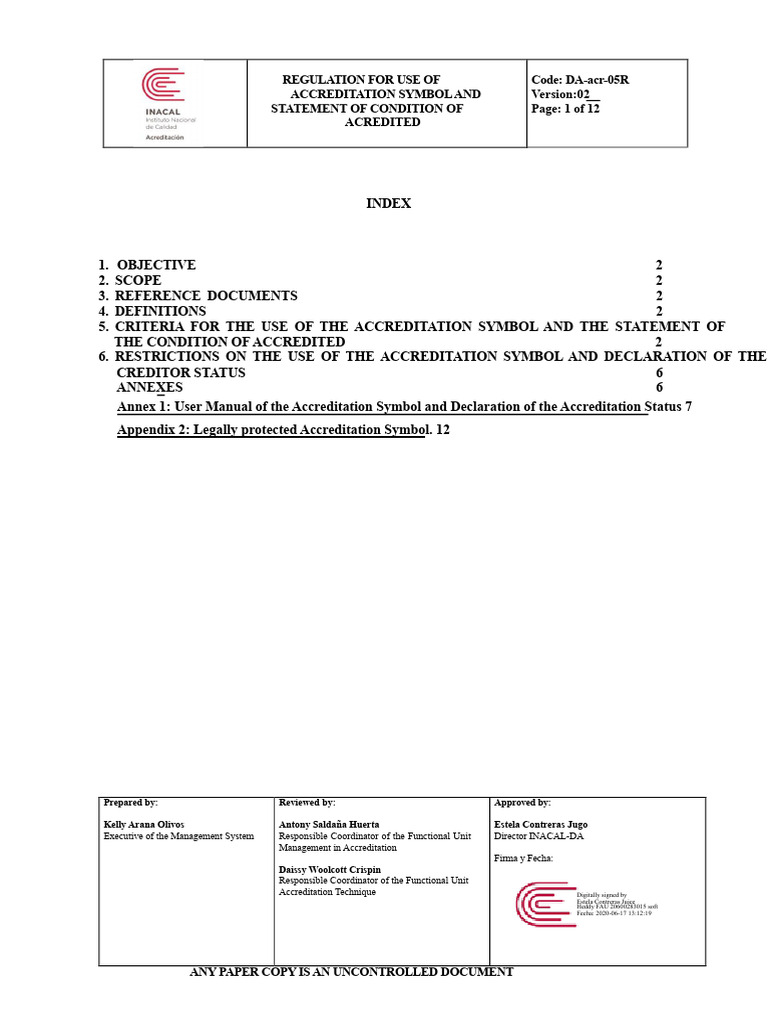 DA-acr-05R V02 Regulation For The Use of The Accreditation Symbol | PDF