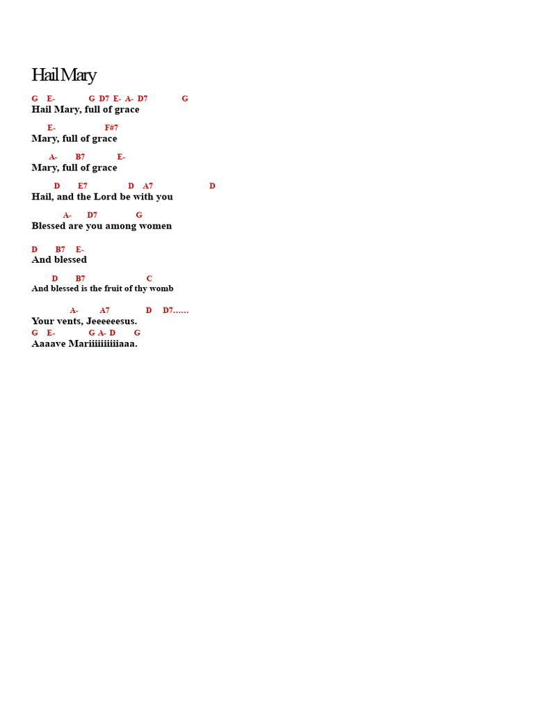 Hail Mary Lyrics and Chords | PDF
