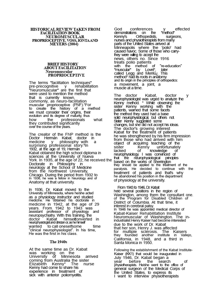 History of the Neuromuscular Facilitation Method | PDF | Physical ...
