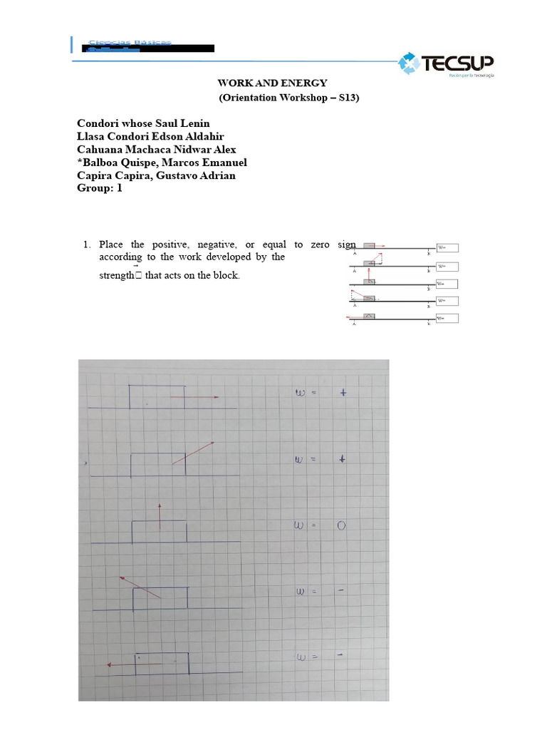 ORI Workshop Work and Energy CBA 2020 | PDF | Force | Friction