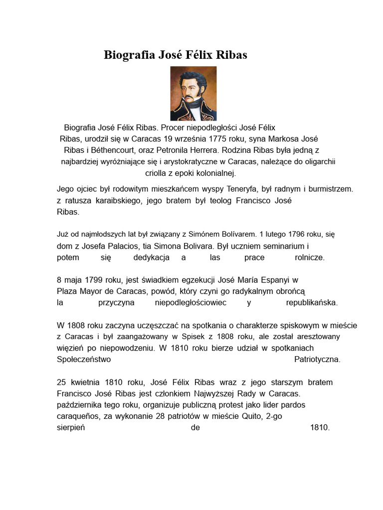 Biografia José Félix Ribas | PDF
