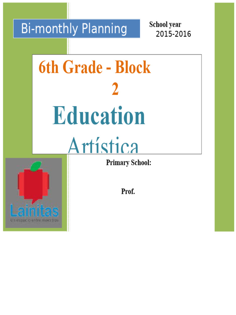 6th Grade Plan - Block 2 Artistic Education | PDF | Dances | Curriculum