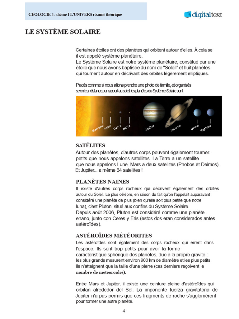 Système Solaire : Planètes et Caractéristiques | PDF | Planètes | Soleil