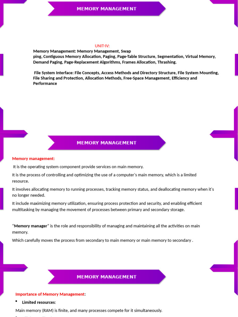 OS 4TH UNIT | PDF | Computer Data Storage | Process (Computing)
