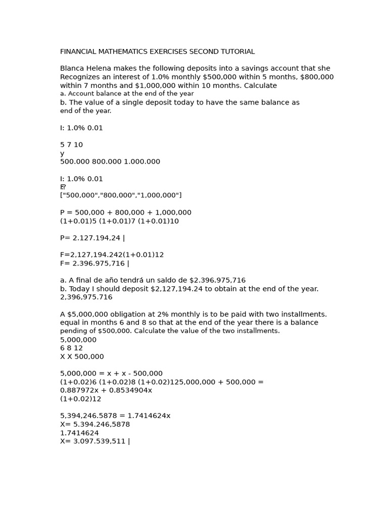 Financial Mathematics Exercises Seg | PDF | Interest | Compound Interest