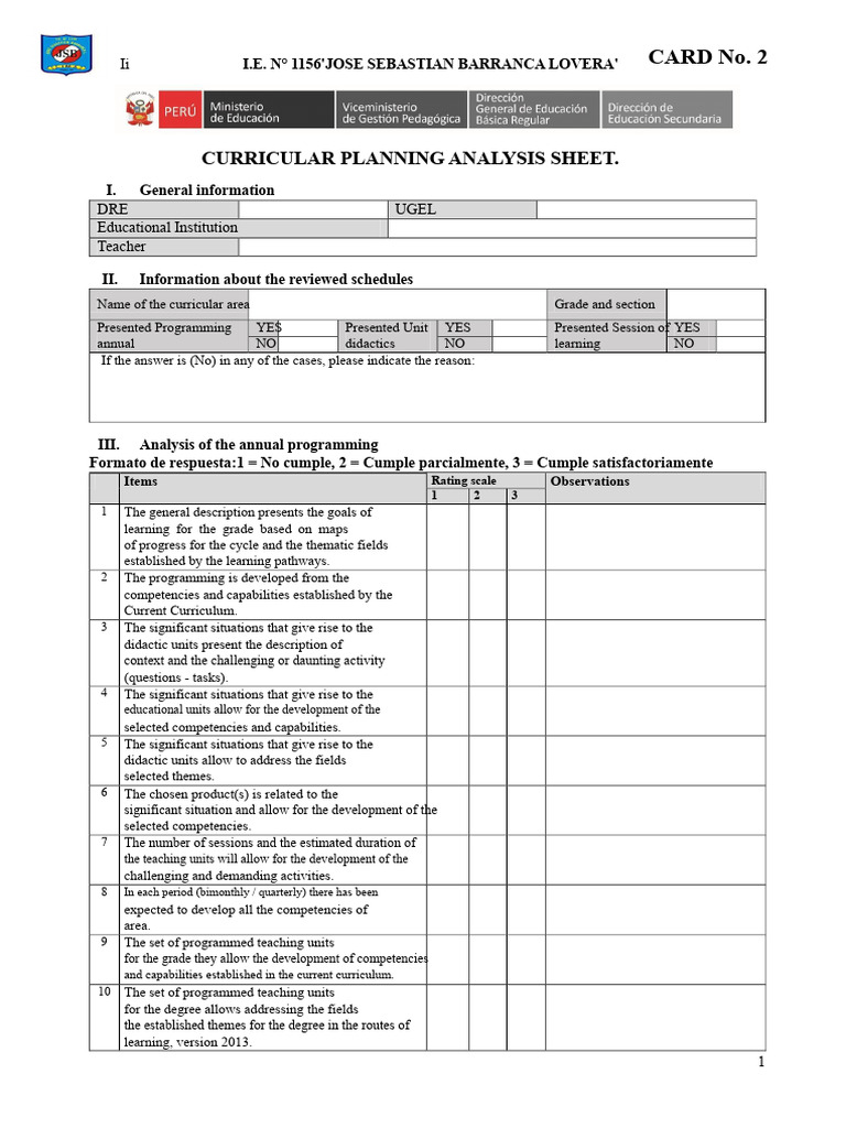 Analysis Sheet of The Curriculum Planning Ccesa007 | PDF | Educational ...