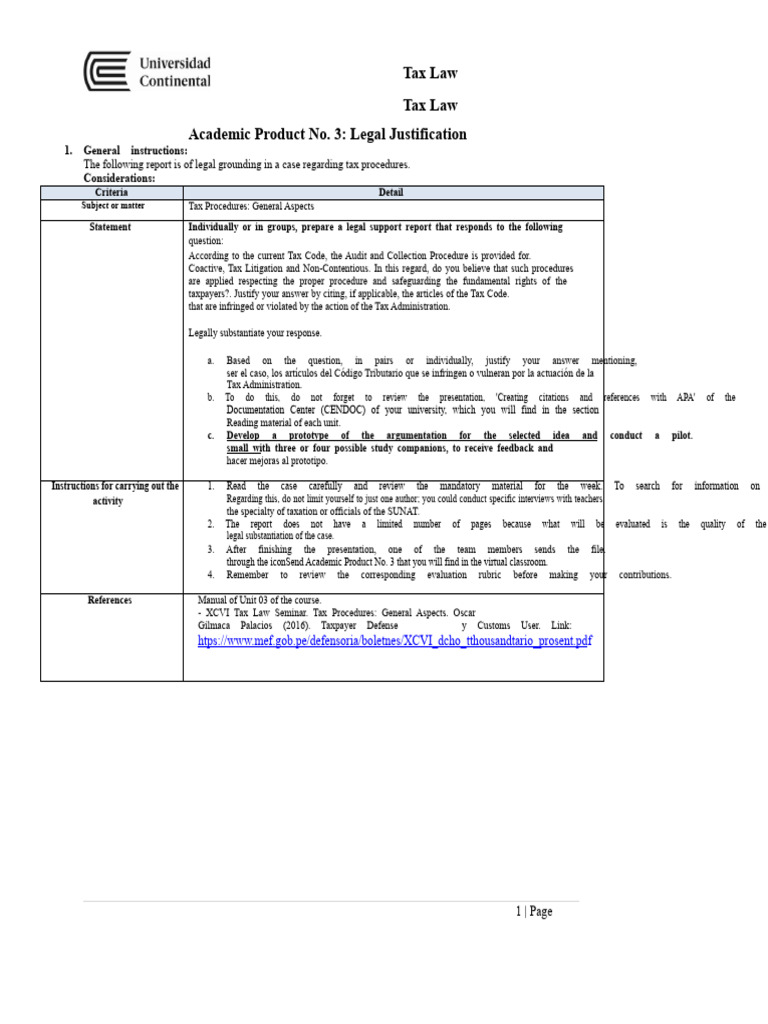 Academic Product 3 Tax Law | PDF | Apa Style | Taxes