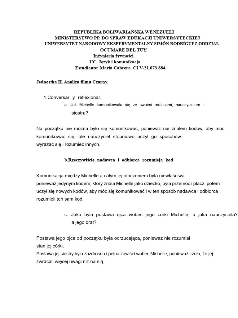 Analiza Filmu "Czarny Czarny" | PDF