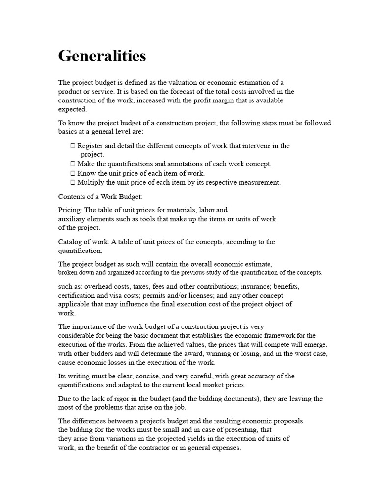 Generalities: Broken Down and Organized According To The Previous Study ...