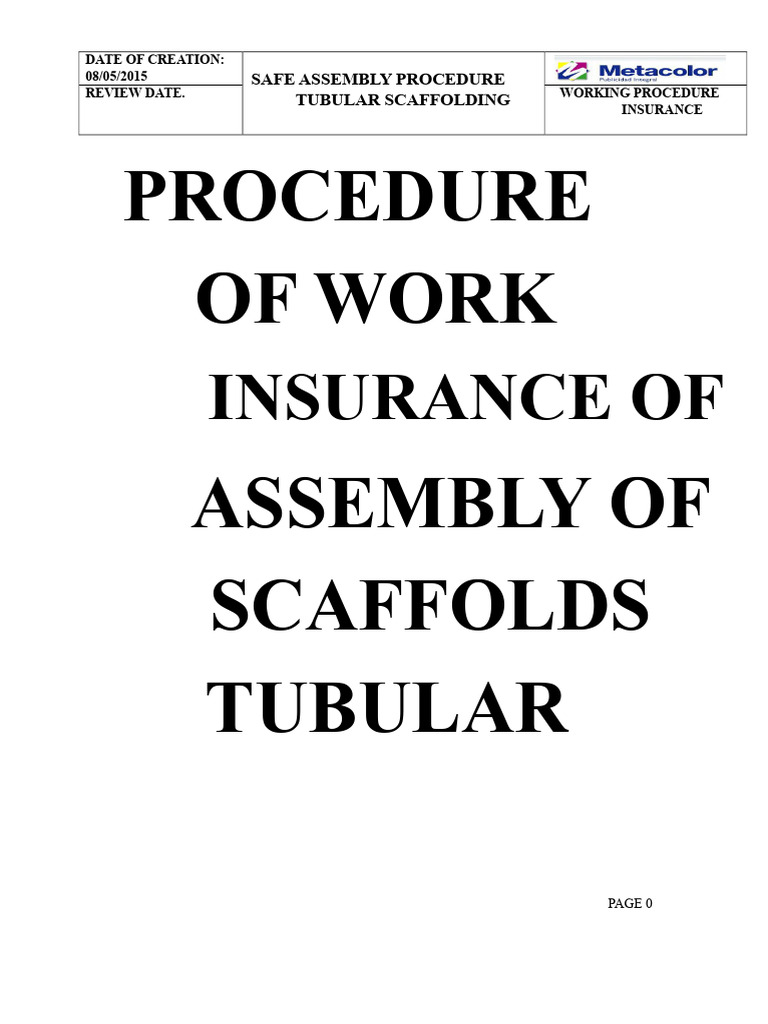 PTS-Safe Work Procedure For Scaffolding Assembly | PDF | Scaffolding ...