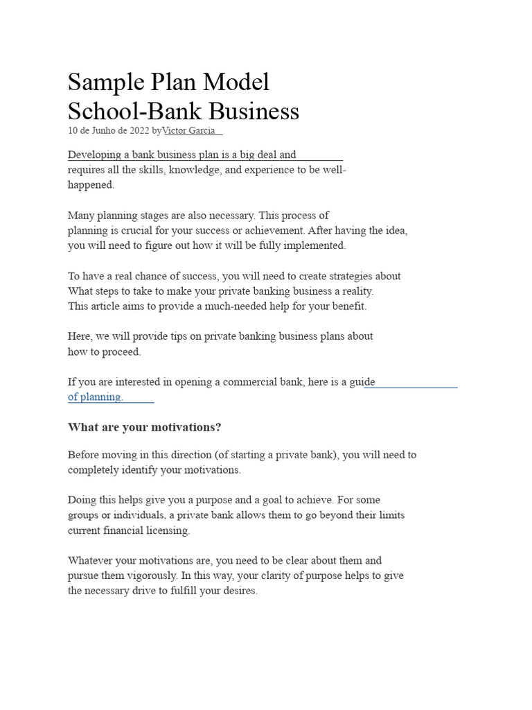 Private Banking Business Plan Guide | PDF | Banks | Audit