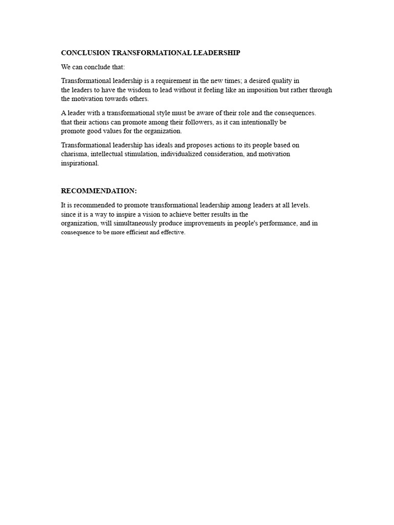 Benefits of Transformational Leadership | PDF