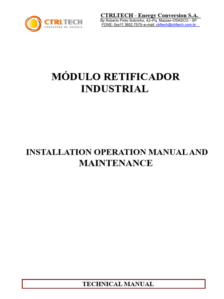 Industrial Rectifier Installation Manual | PDF | Rectifier | Electrical ...