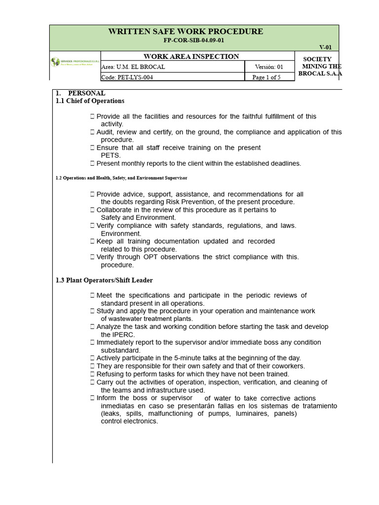 Pets - Work Area Inspection | PDF | Regulatory Compliance | Safety