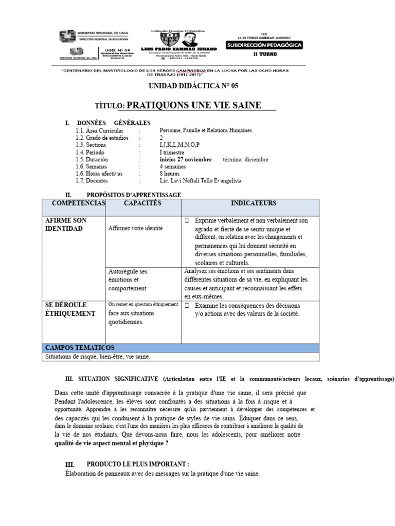 Pratiquer une Vie Saine en Éducation | PDF | Émotions | Bien-être
