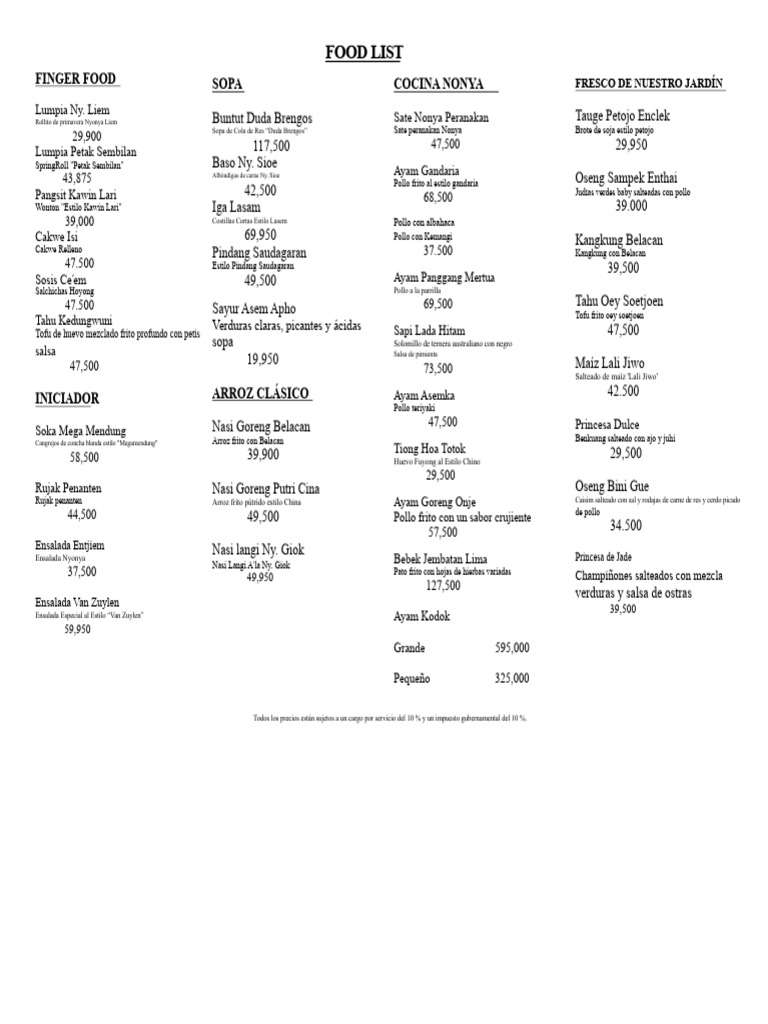 Menú a la Carta Meradelima (Nuevo) (6) | PDF | Sopa | ensalada