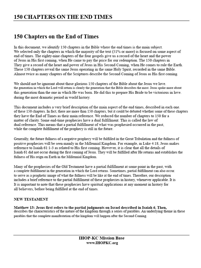 150 Biblical Chapters on End Times | PDF | Eschatology | Isaiah