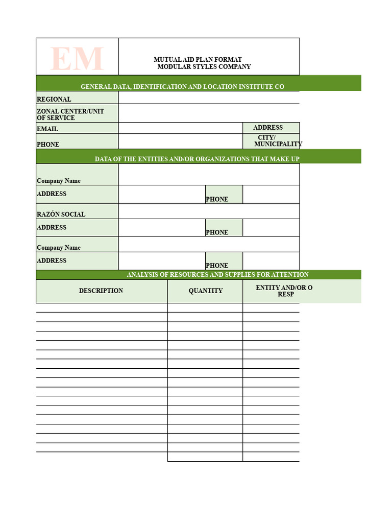 Mutual Aid Plan Format | PDF