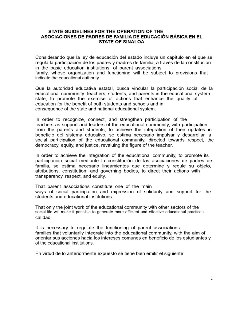 State Guidelines For The Operation of The APF (Sinaloa) | PDF