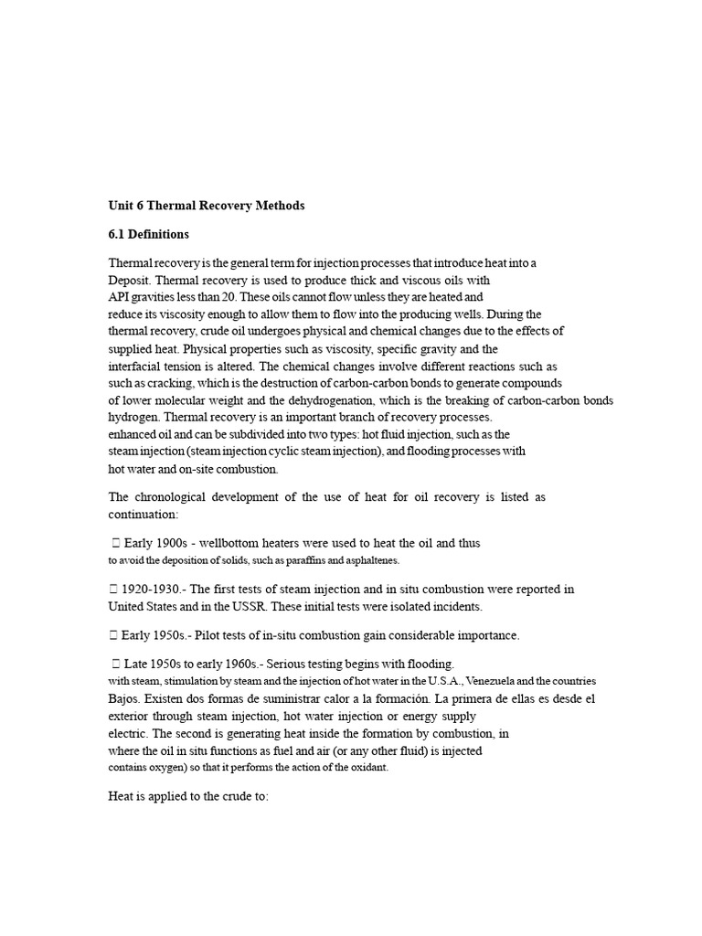 Thermal Recovery Methods for Oil Extraction | PDF | Petroleum Reservoir ...