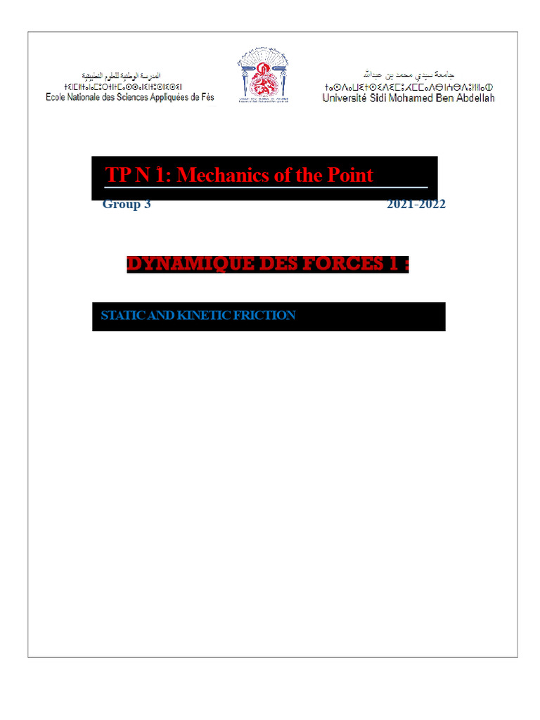 Point Mechanics | PDF | Friction | Force