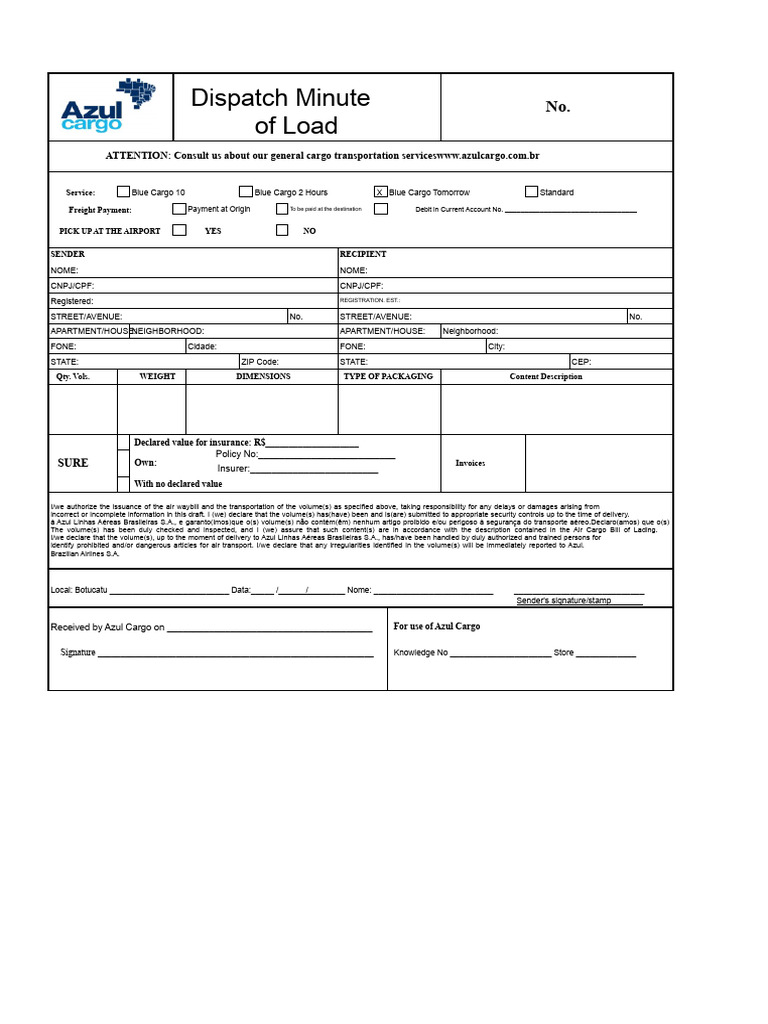 Blue Electronic Draft Blank Cargo | PDF | Cargo | Transport