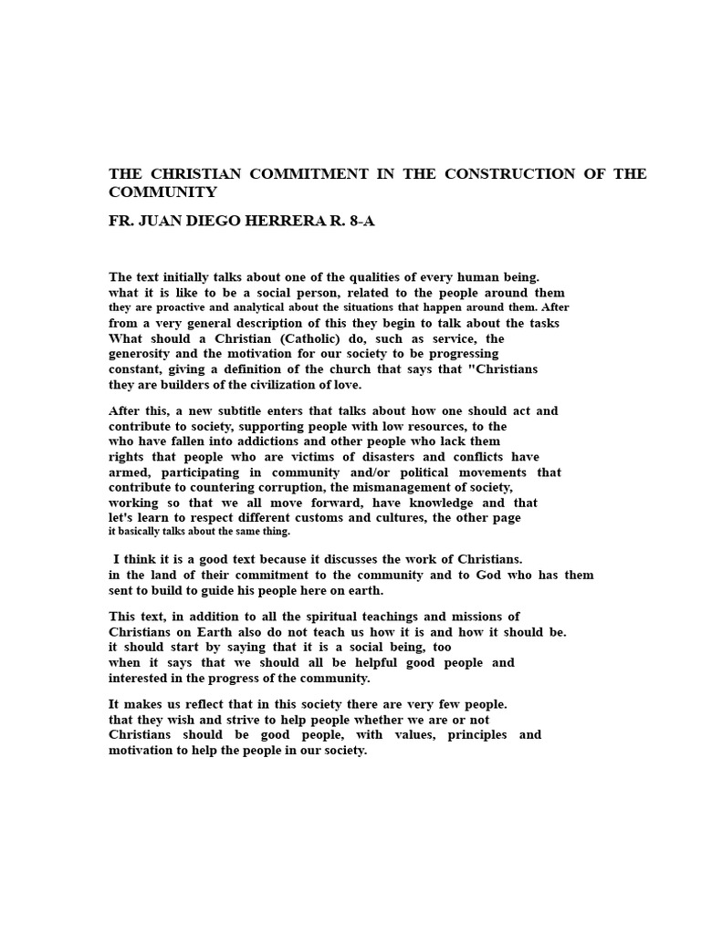 The Christian Commitment in The Construction of Community | PDF | Jesus ...