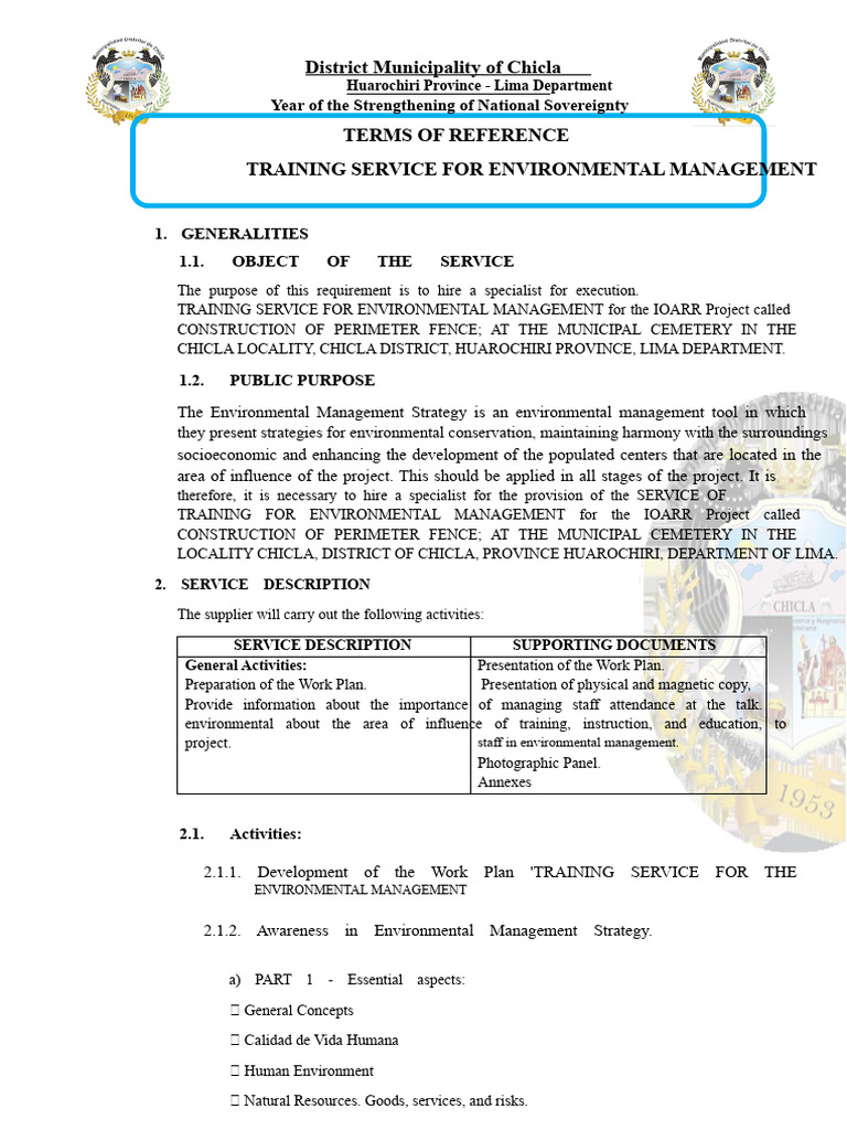 TDR Training On Environmental Management | PDF | Environmental Resource ...