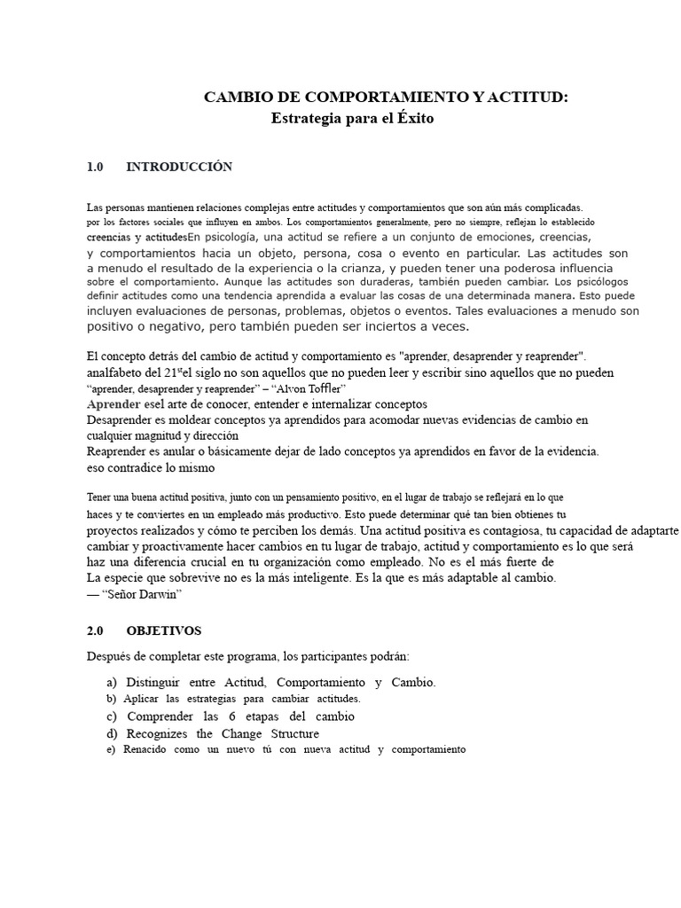 Actitud, Comportamiento y Cambio | PDF | Comportamiento | Actitud ...