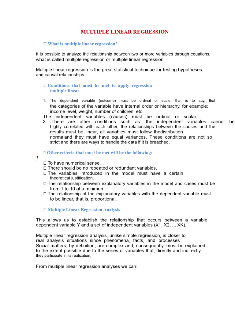 Understanding Multiple Linear Regression | PDF | Regression Analysis ...