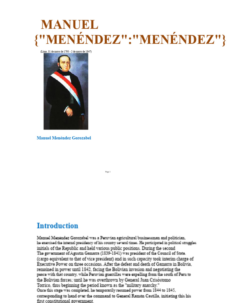 Manuel Menéndez | PDF | South America | Peru