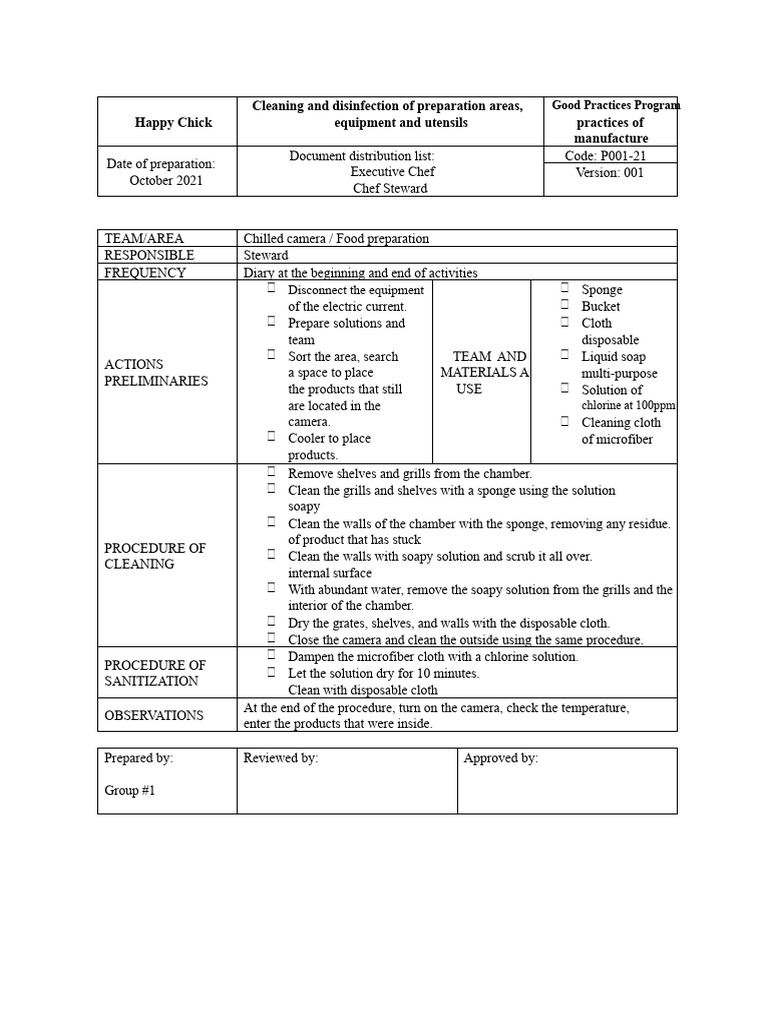 Cleaning and Disinfection Procedures Guide | PDF